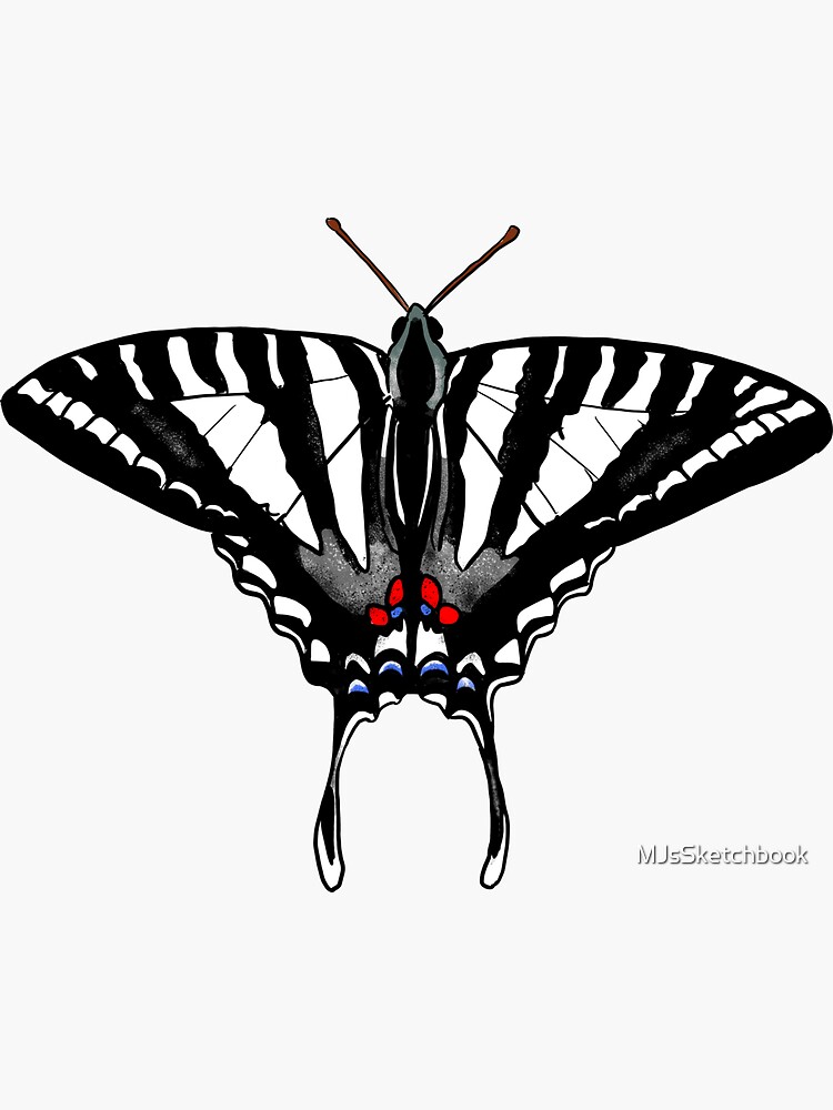 "Zebra Swallowtail Butterfly Insect Illustration" Sticker for Sale by ...