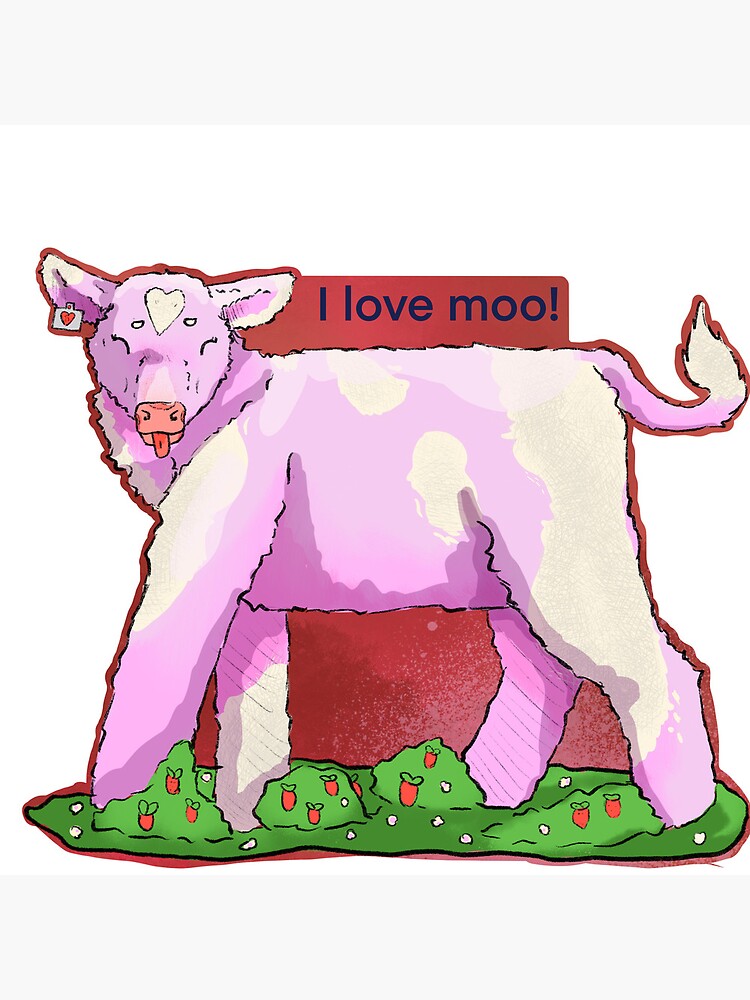 "I love moo cow sticker" Poster for Sale by Morbidcorvidart | Redbubble