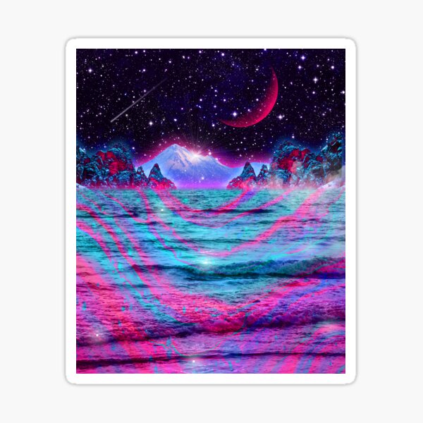 "Trippy Sea (Pink Version)" Sticker for Sale by Moonquestart | Redbubble