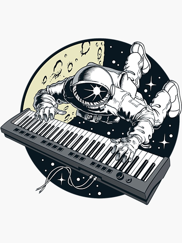 "Astronaut Keyboard Space Musician Sticker" Sticker for Sale by ...