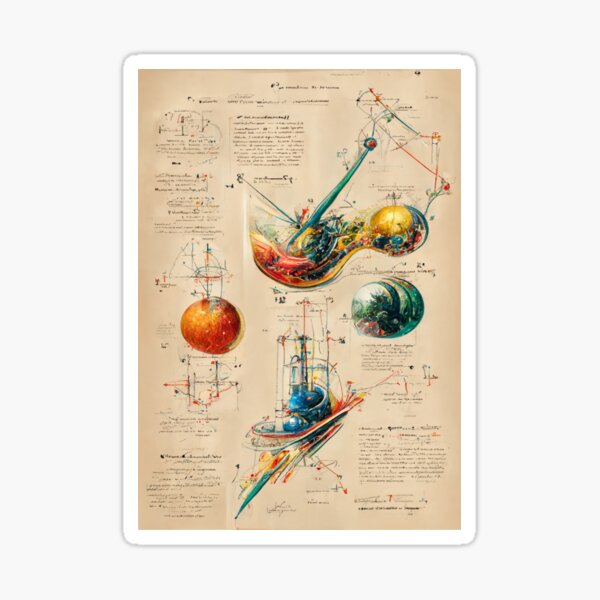 "Antique Lithography Physics Graphs Study AI Generated" Sticker for ...