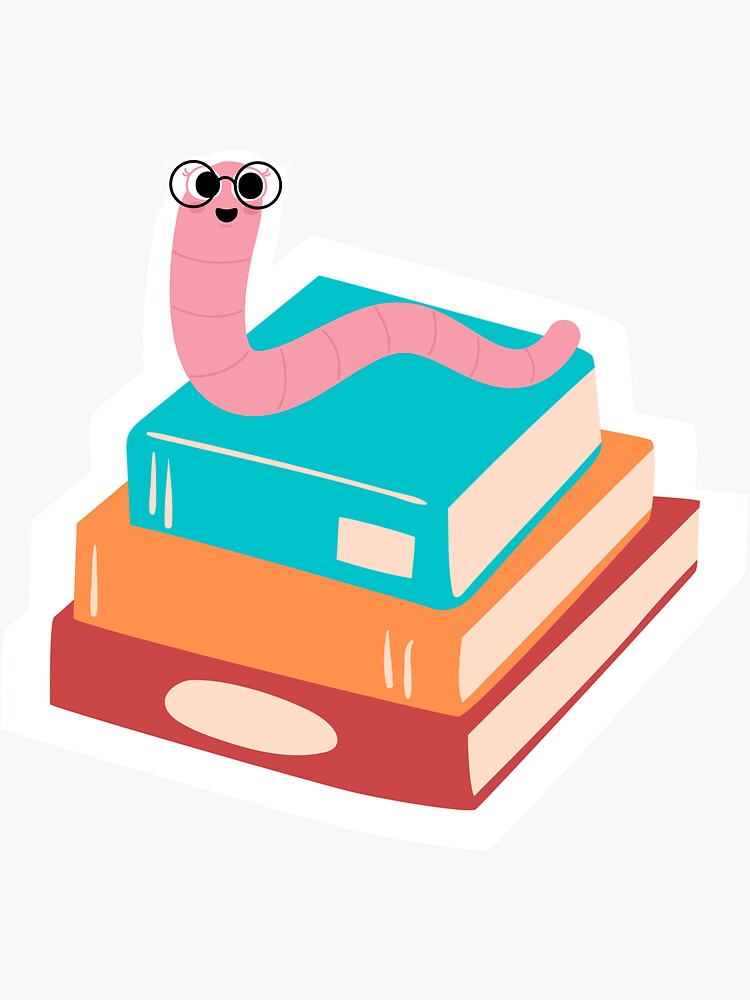 "Cute Bookworm with Glasses" Sticker for Sale by LiteratureHut | Redbubble