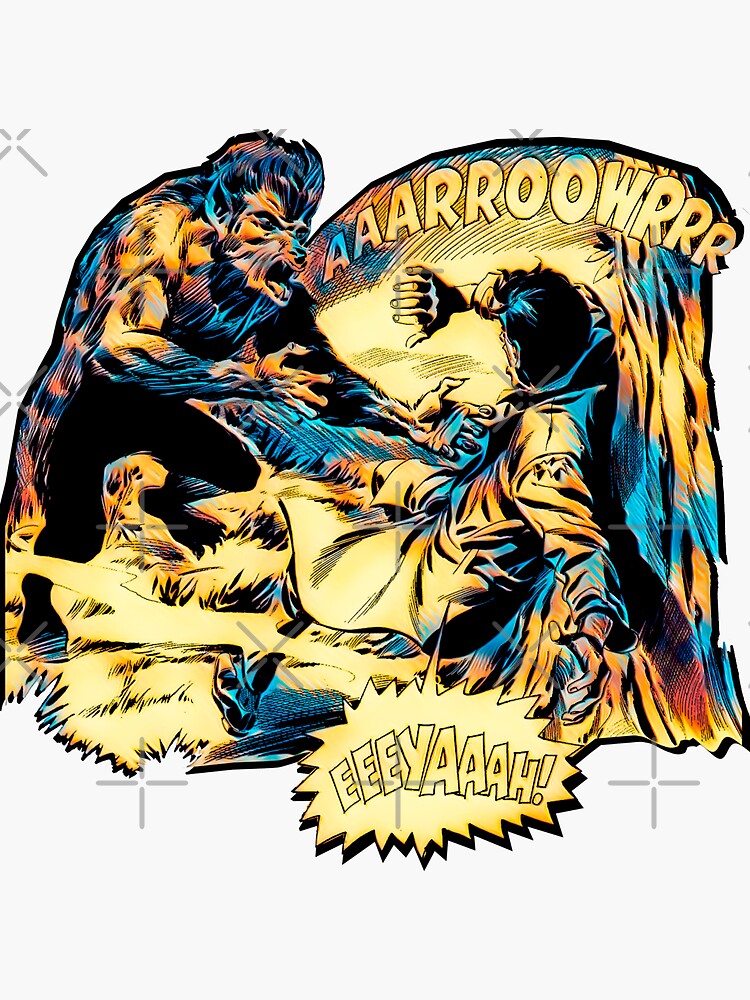 "Werewolf Full Moon Terror Horror Halloween Comic" Sticker for Sale by ...