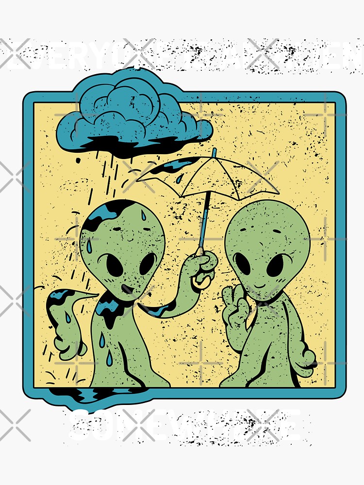 "Aliens Are Everywhere - Alien With Umbrella " Sticker for Sale by ...