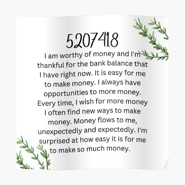 "Money Affirmations For Manifesting and Grabovoi Numbers " Poster for ...