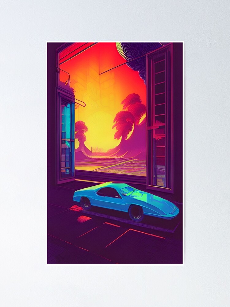 "Vintage Synth Aesthetic Futuristic Car "Metarp"" Poster for Sale by ...