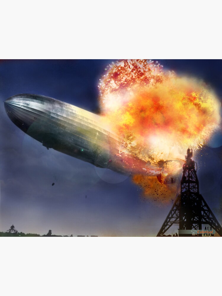 "Colorized Hindenburg Disaster 1937" Sticker for Sale by lexmil | Redbubble