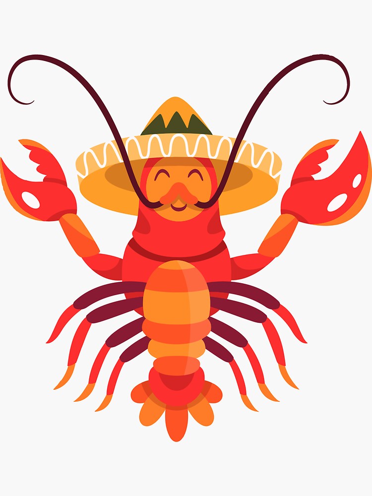 "Crustaceancore - cute and happy crawfish wearing a mexican hat ...