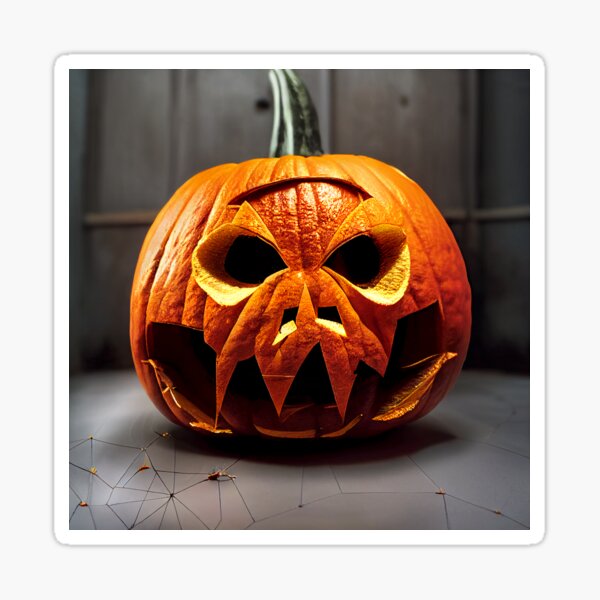 "Halloween Scary Evil Pumpkin Funny Pumpkin Head No 21" Sticker for ...