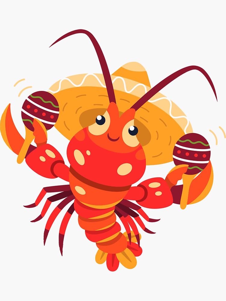 "Crustaceancore - cute and happy crawfish wearing a mexican hat ...