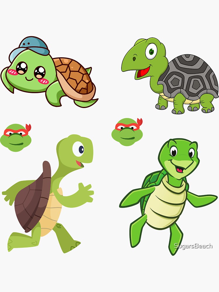 "Cute Sea Turtle Sticker Pack | Little Turtles Stickers Set" Sticker ...