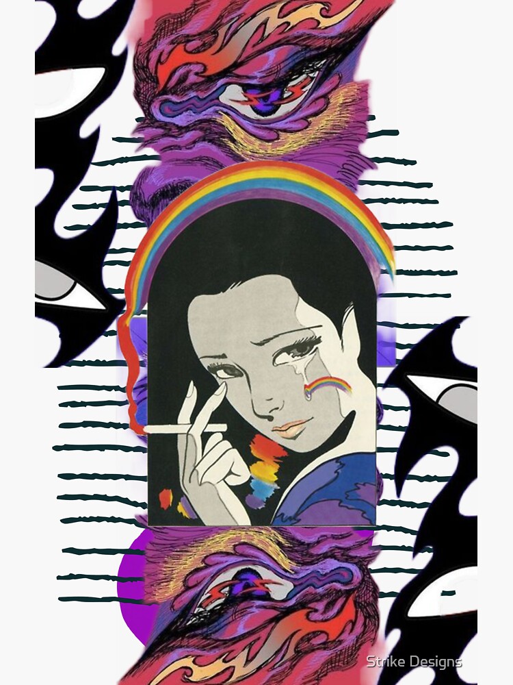 "Artistic Anime Girl Smoking Collage Artwork" Sticker for Sale by ...