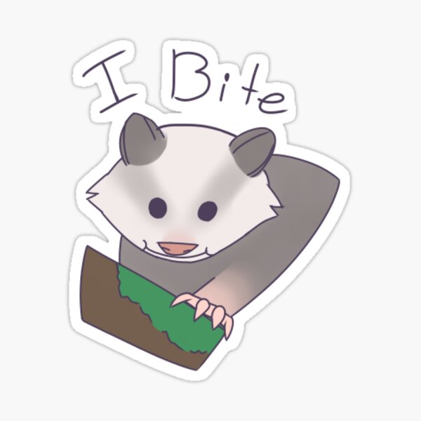 "Opossom that says "I Bite"" Sticker for Sale by Froggiesarts | Redbubble