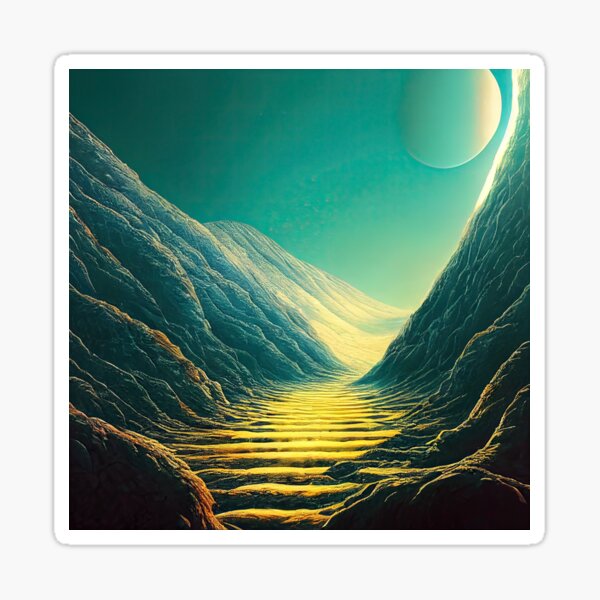 Alien Planet Fantasy Landscape Sticker For Sale By Mrlongfield Redbubble