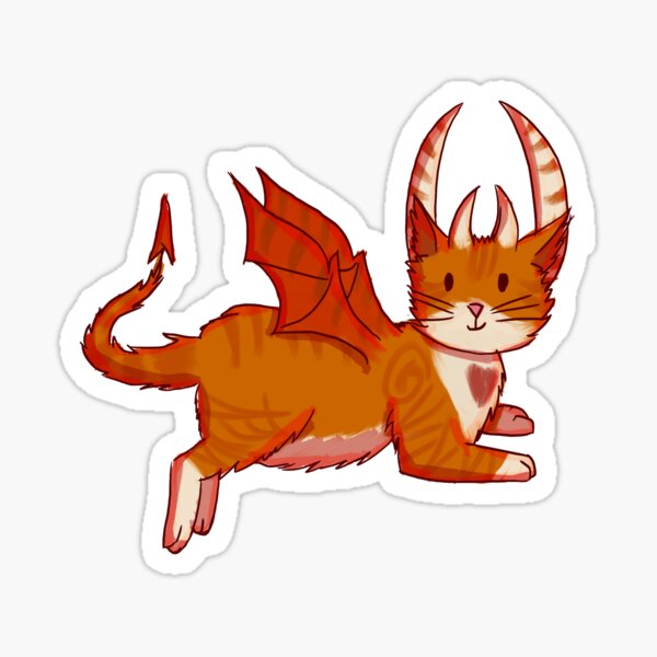"Cat dragon sat down" Sticker for Sale by Spiritlesswolf | Redbubble