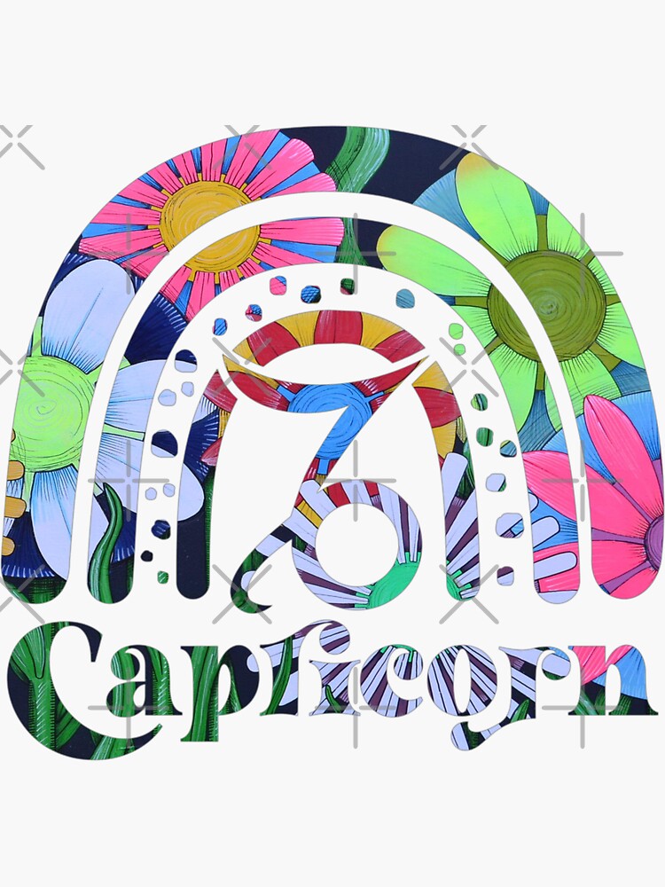 "Capricorn Flower Rainbow" Sticker for Sale by MyStarSign | Redbubble