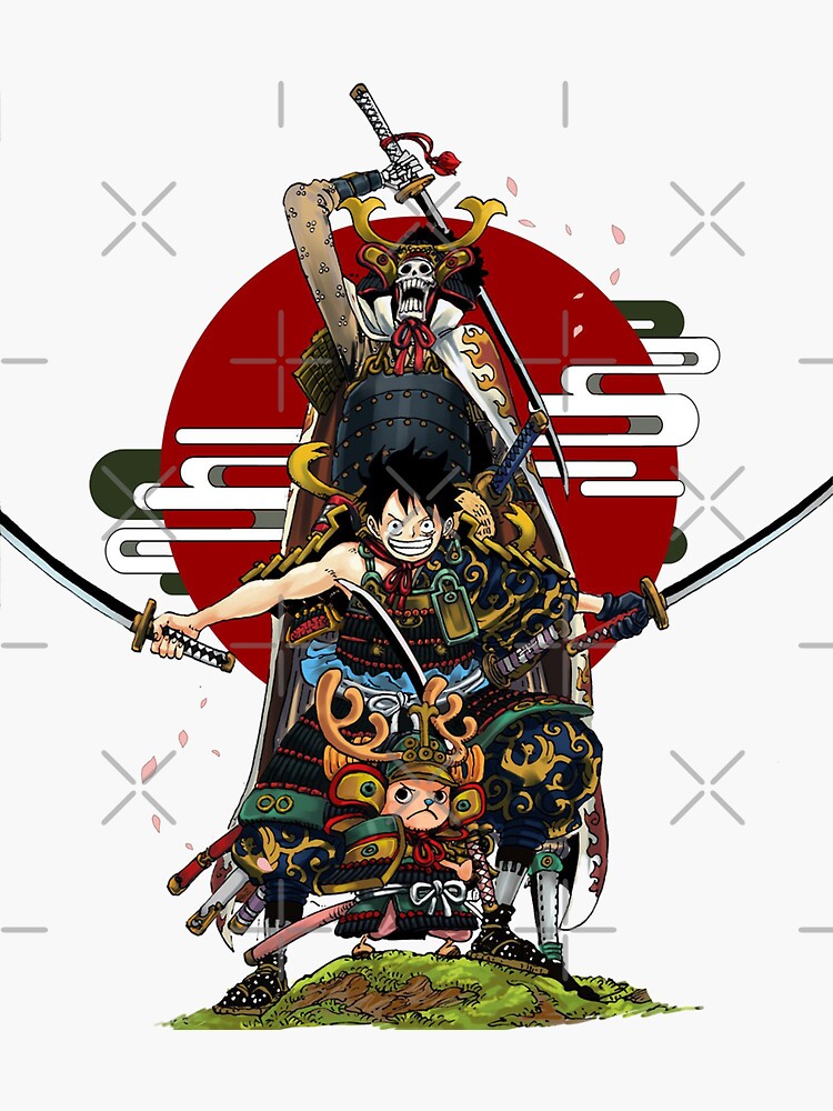 "One Piece Luffy Brook Chopper Wano , One Piece" Sticker for Sale by ...