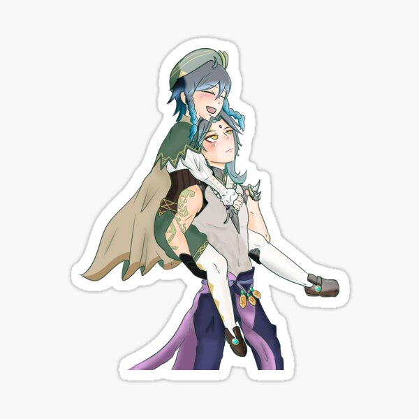 "Cute Xiao carrying Venti" Sticker for Sale by Hinagiku-Art | Redbubble