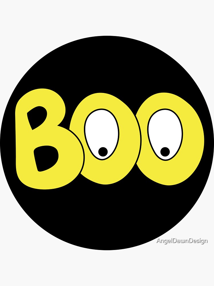 Pegatina for Sale con la obra «BOO texto arte dibujos animados ojos ...