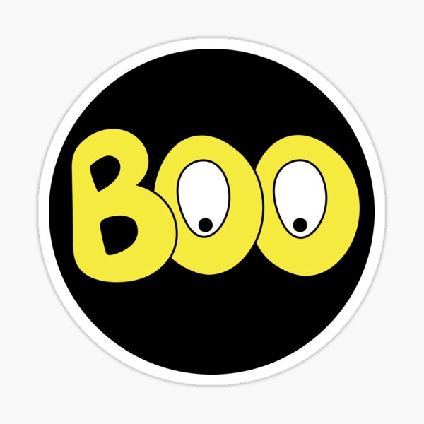 "BOO text art cartoon eyes yellow bubble letters" Sticker for Sale by ...