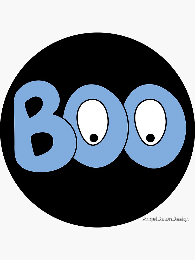 "BOO text art cartoon eyes blue bubble letters" Sticker for Sale by ...