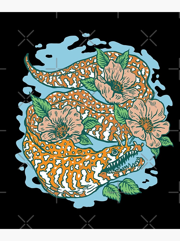 "Beautiful Dragon Moray Eel And Flowers" Poster for Sale by OtillieArt ...