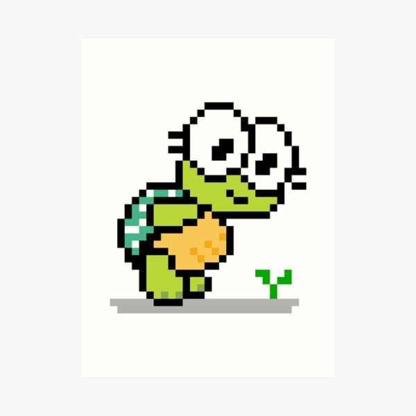 "8 bit Pixel turtle saw a plant. Animal pixels" Art Print for Sale by ...