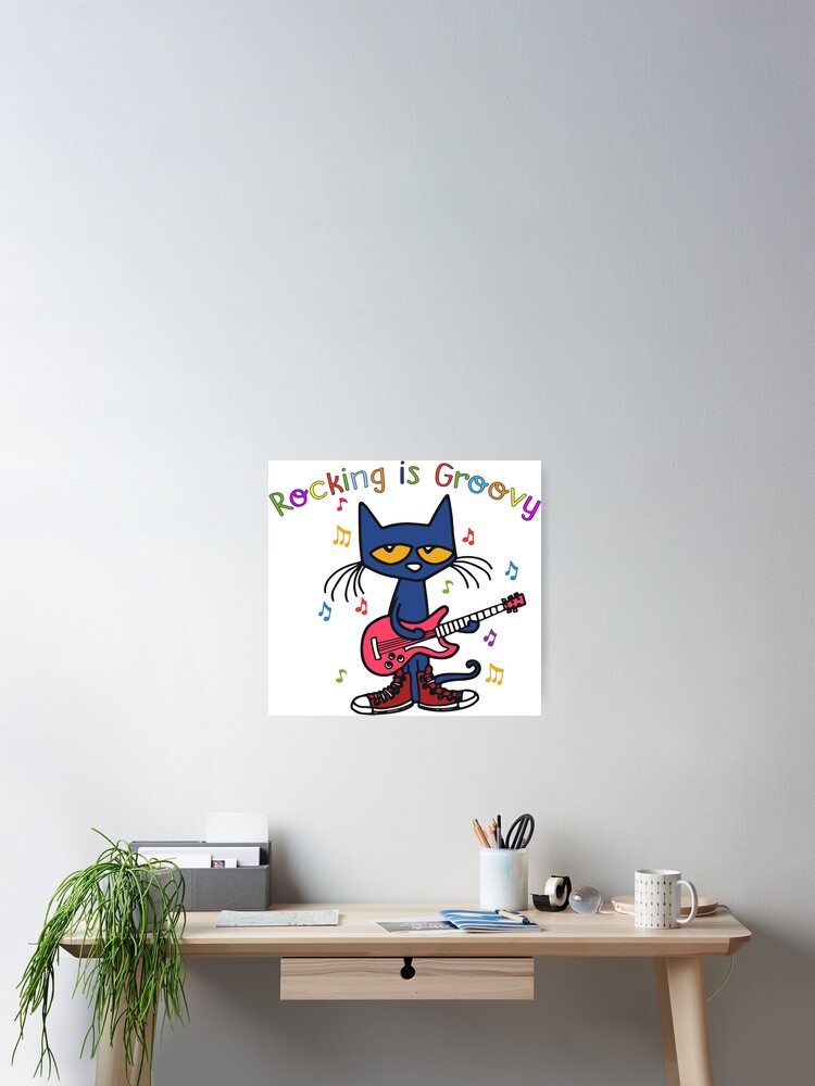 "Pete the cat rocking in red shoes and pink guitar" Poster by ...