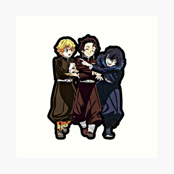 "Zenitsu, Tanjiro, & Inosuke ~ Demon Slayer" Art Print for Sale by lotr ...