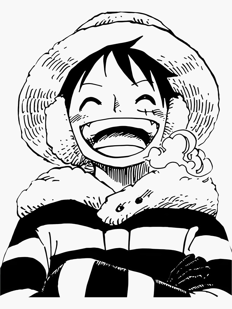 "luffy black and white" Sticker for Sale by AlmaOpitz | Redbubble