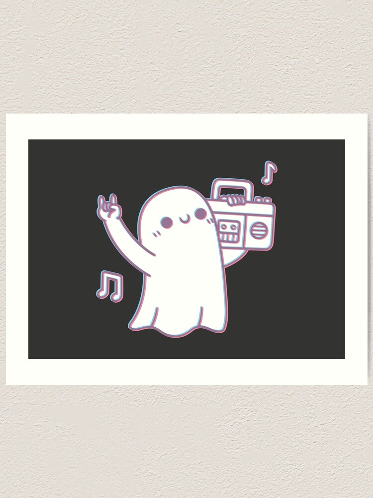 "Cute Ghost Dancing With Boombox Radio" Art Print for Sale by ...