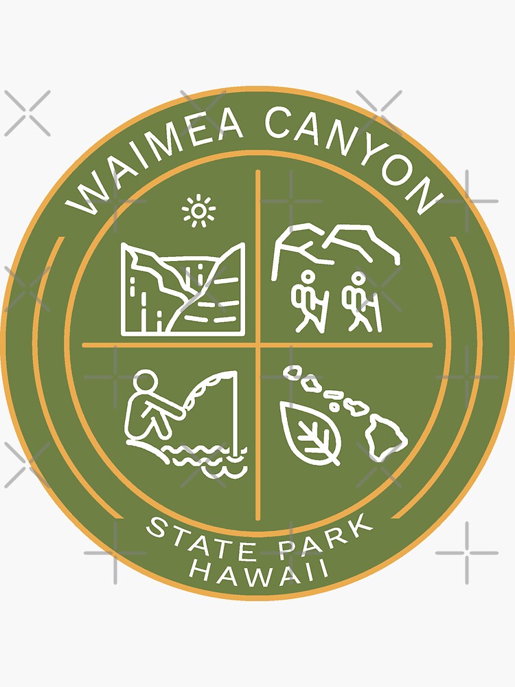 "Waimea Canyon State Park Hawaii Heraldic Logo" Sticker for Sale by ...