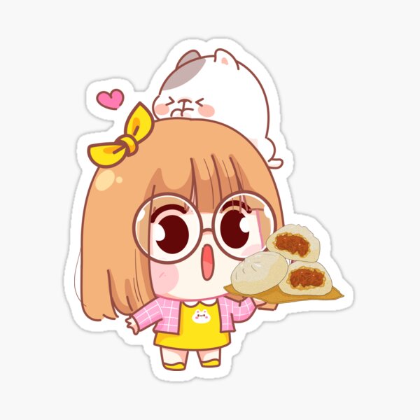 "Cute anime girl with meat buns" Sticker for Sale by MoeCece | Redbubble