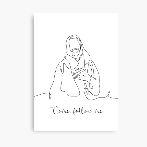 "Come Follow Me, One continuous one drawn line art doodle of a ...
