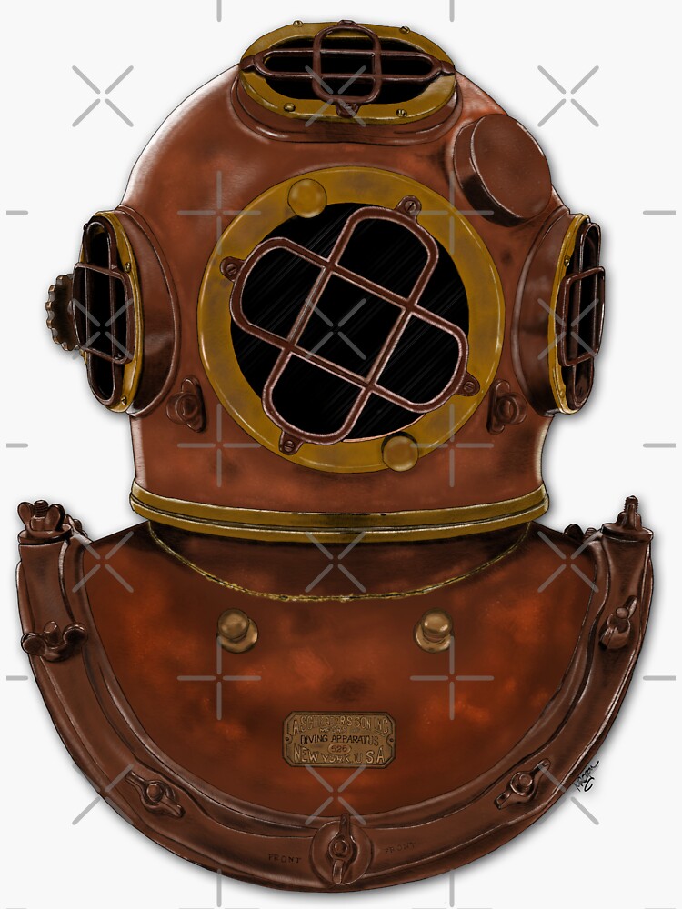 "The Vintage Diving Helmet" Sticker for Sale by rogue-design | Redbubble
