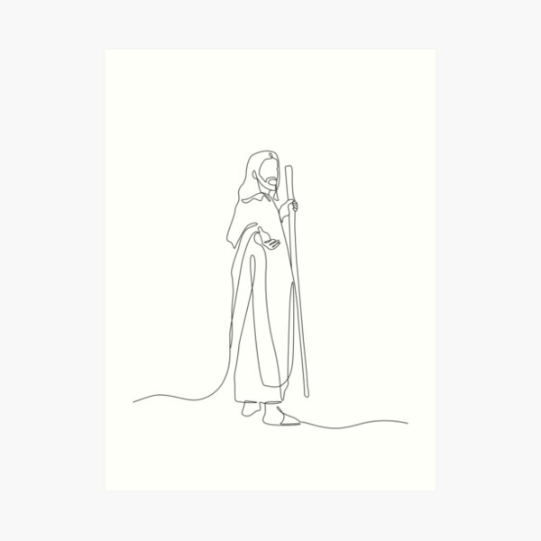 "One continuous one drawn line art doodle of a spiritual Jesus Christ ...