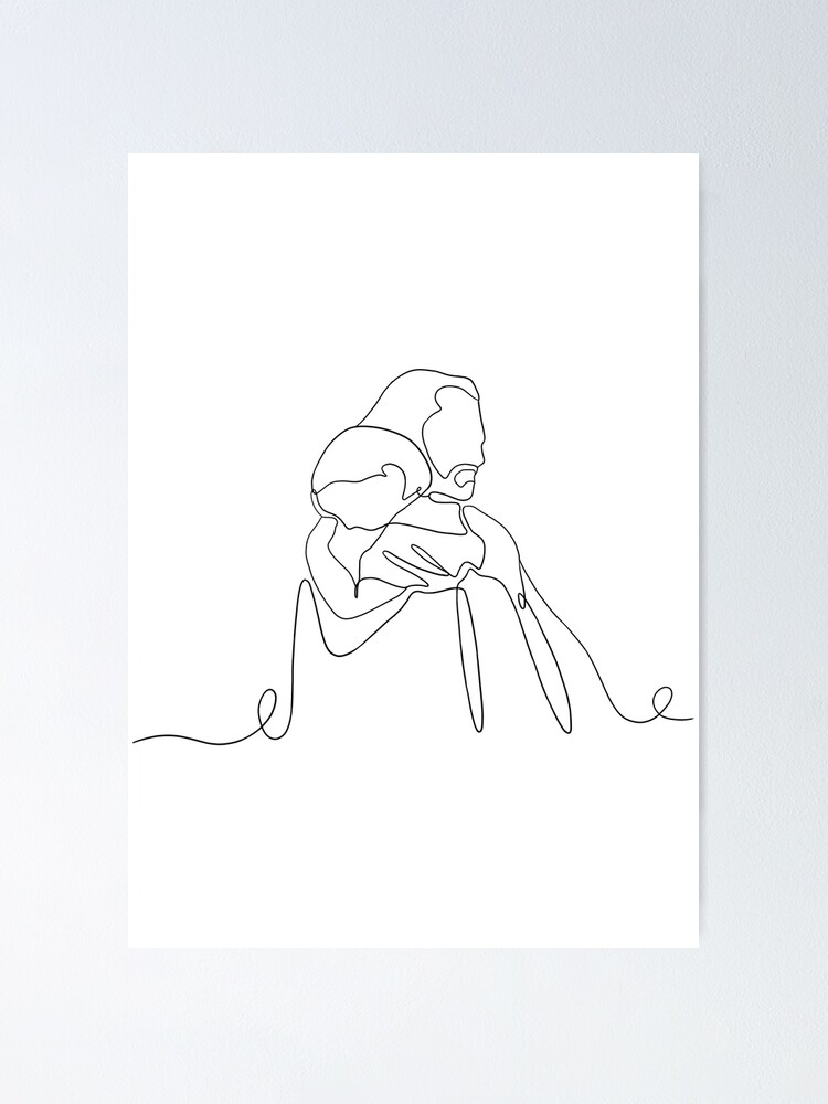 "Christ's Embrace, One continuous one drawn line art doodle of a ...