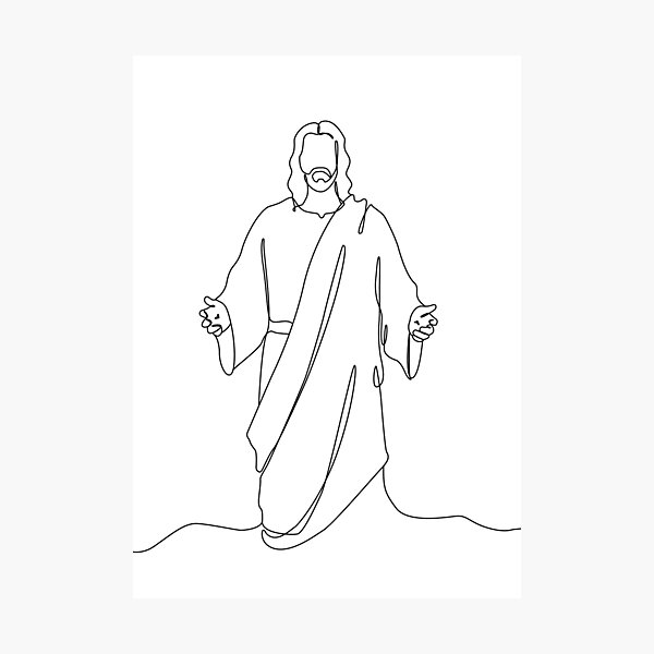"One continuous one drawn line art doodle of a spiritual Jesus Christ ...
