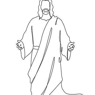 "One continuous one drawn line art doodle of a spiritual Jesus Christ ...