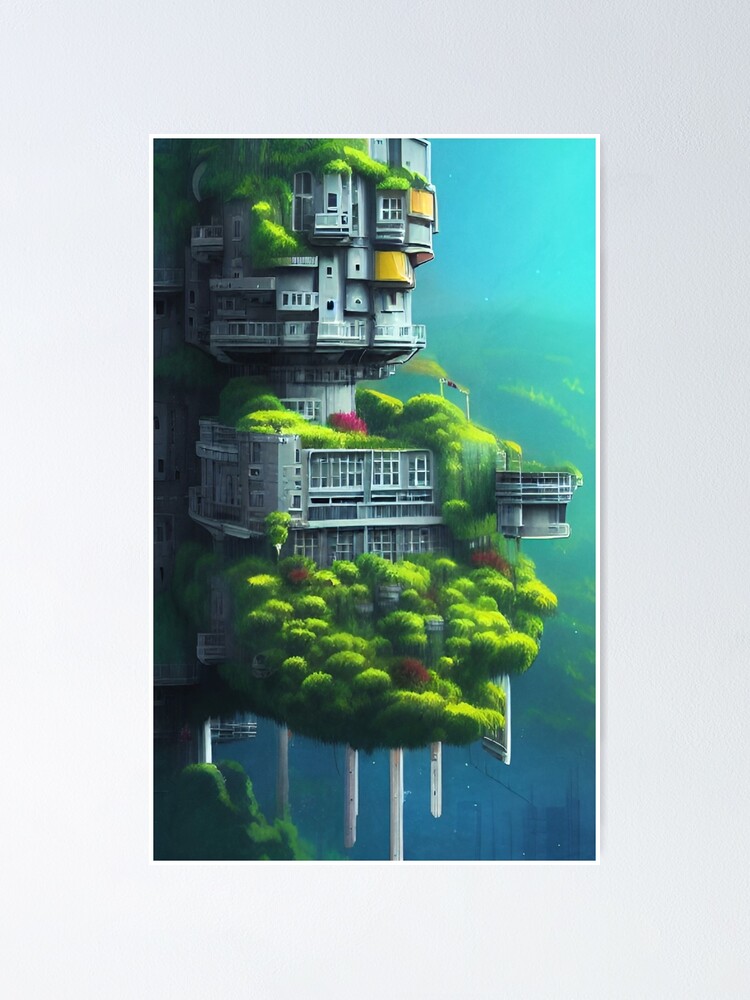 "Robot Village on the Hillside" Poster for Sale by abstraphics | Redbubble