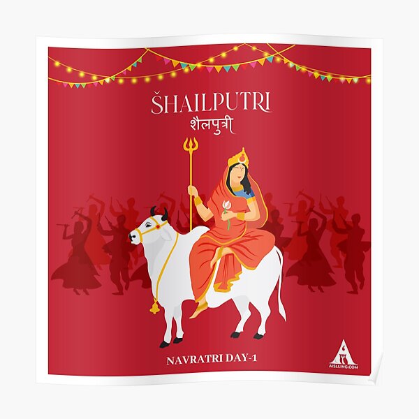 "Shubh Navratri Poster - SHAILPUTRI (DAY-1)" Poster for Sale by ...