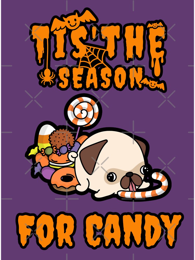 "Copy of Funny - Tis the season for candy pug design - purple" Sticker ...
