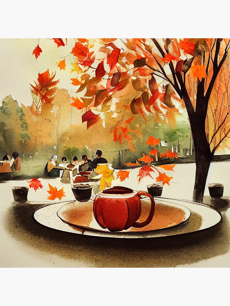 "Autumn Cafe" Sticker for Sale by recollectionsv | Redbubble