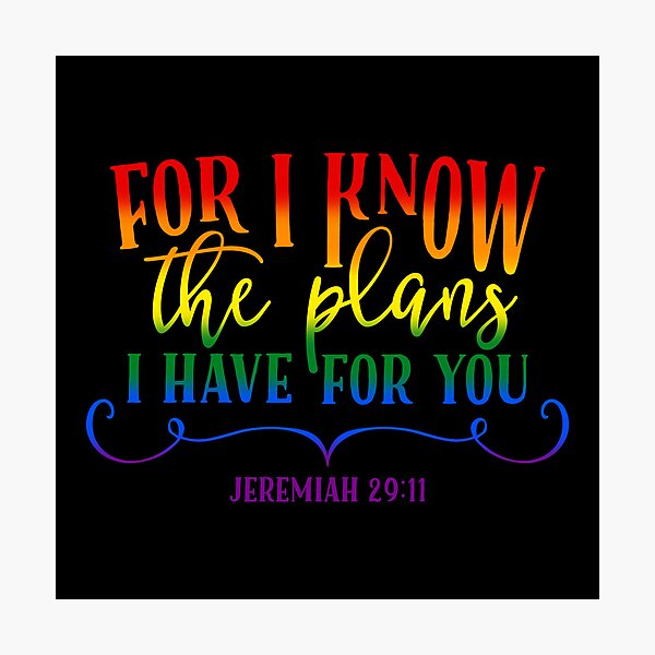"LGBTQ Gay Pride Inspirational Christian For I Know the Plans I Have ...