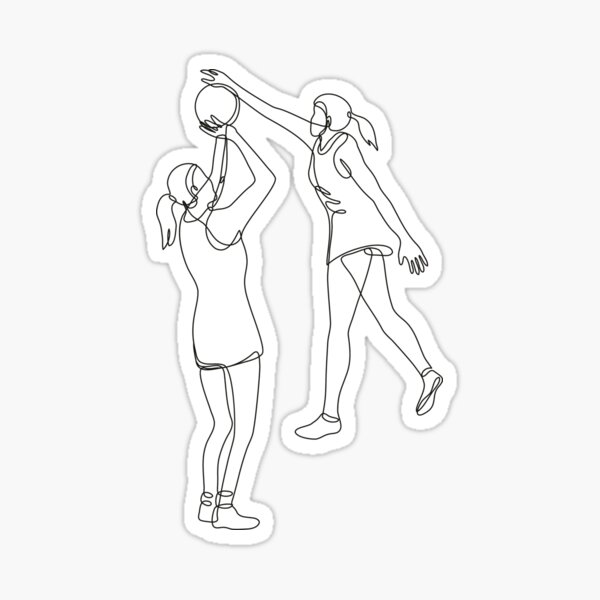 "Netball Player Shooting and Blocking the Ball Continuous Line Drawing ...