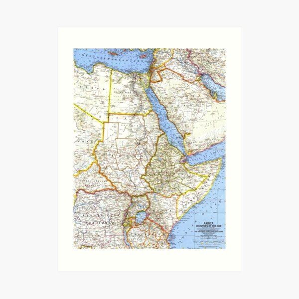 ""Africa: 1963 / today - detailed map of the Nile countries ..." Art ...
