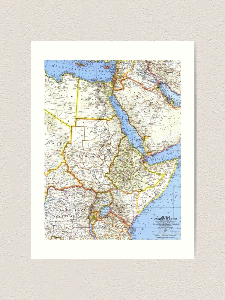 ""Africa: 1963 / today - detailed map of the Nile countries ..." Art ...