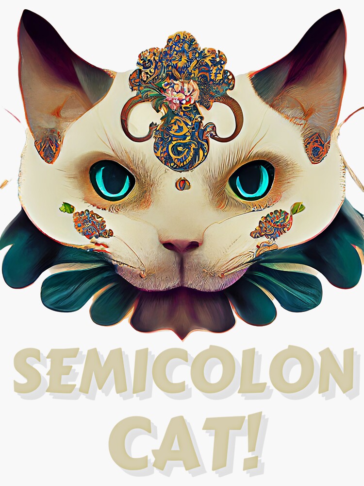 "Semicolon Cat" Sticker for Sale by OliDesigns | Redbubble