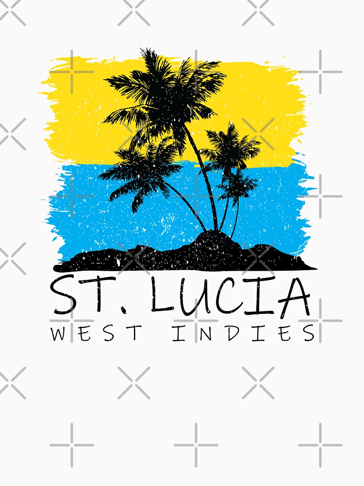 "St Lucia National Colours in Background of Palm silhouette" T-shirt ...