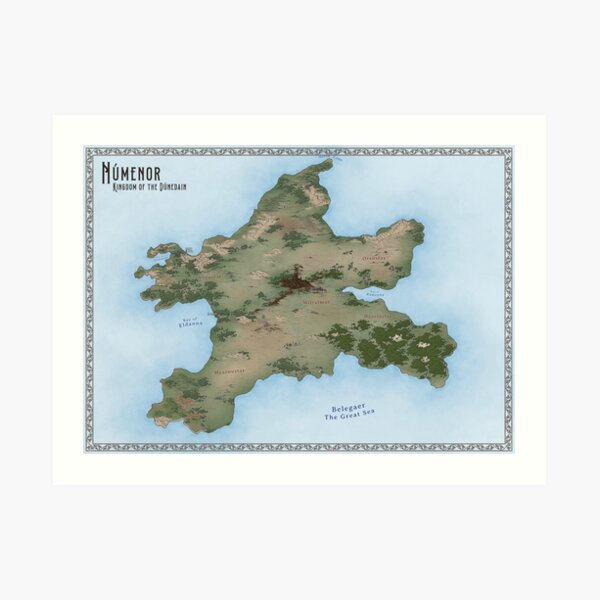 "NÚMENOR map from Tolkien's works." Art Print for Sale by NerdyMaps ...